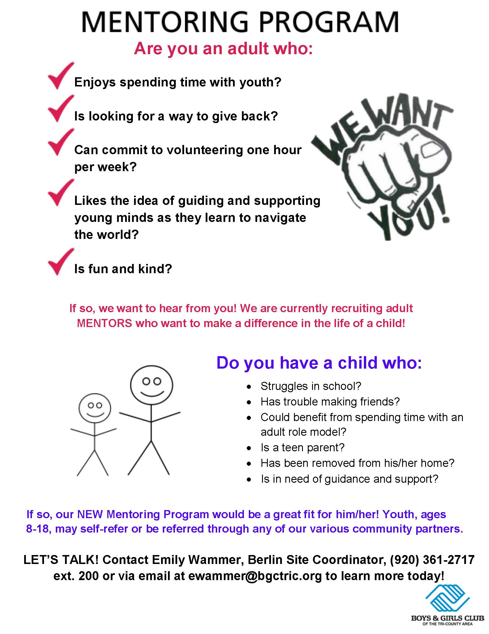 Mentoring - The Boys & Girls Club of the Tri-County Area resides in the ...